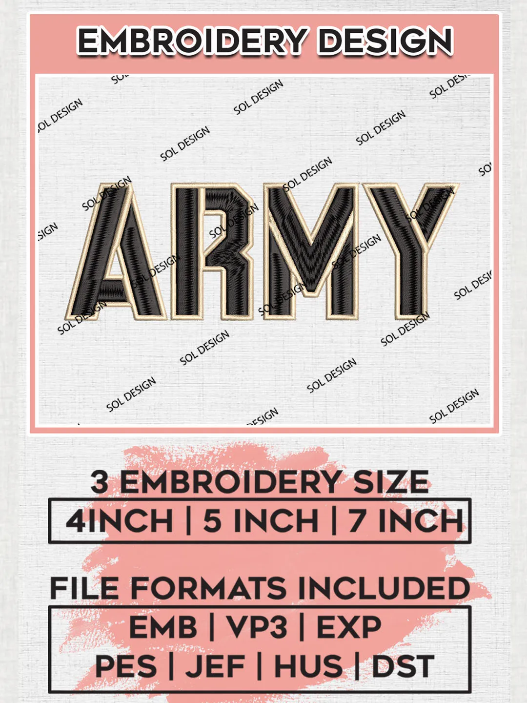 NCAA Army Team Logo Embroidery Design Files, NCAA Army Black Knights ...