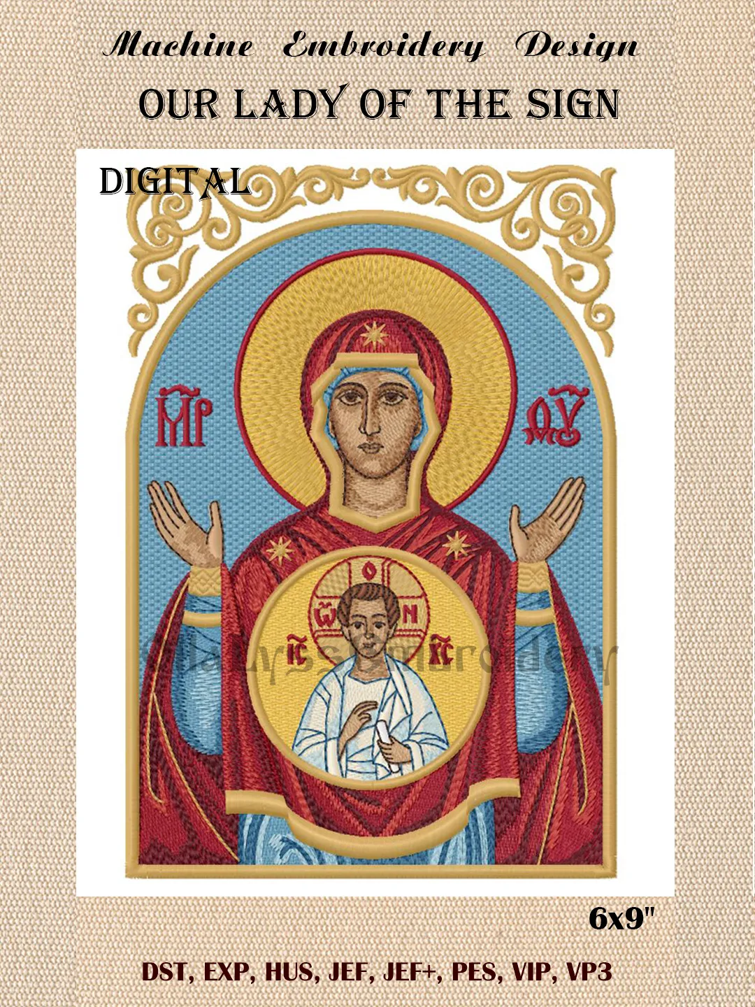 Our Lady of the Sign embroidery design
