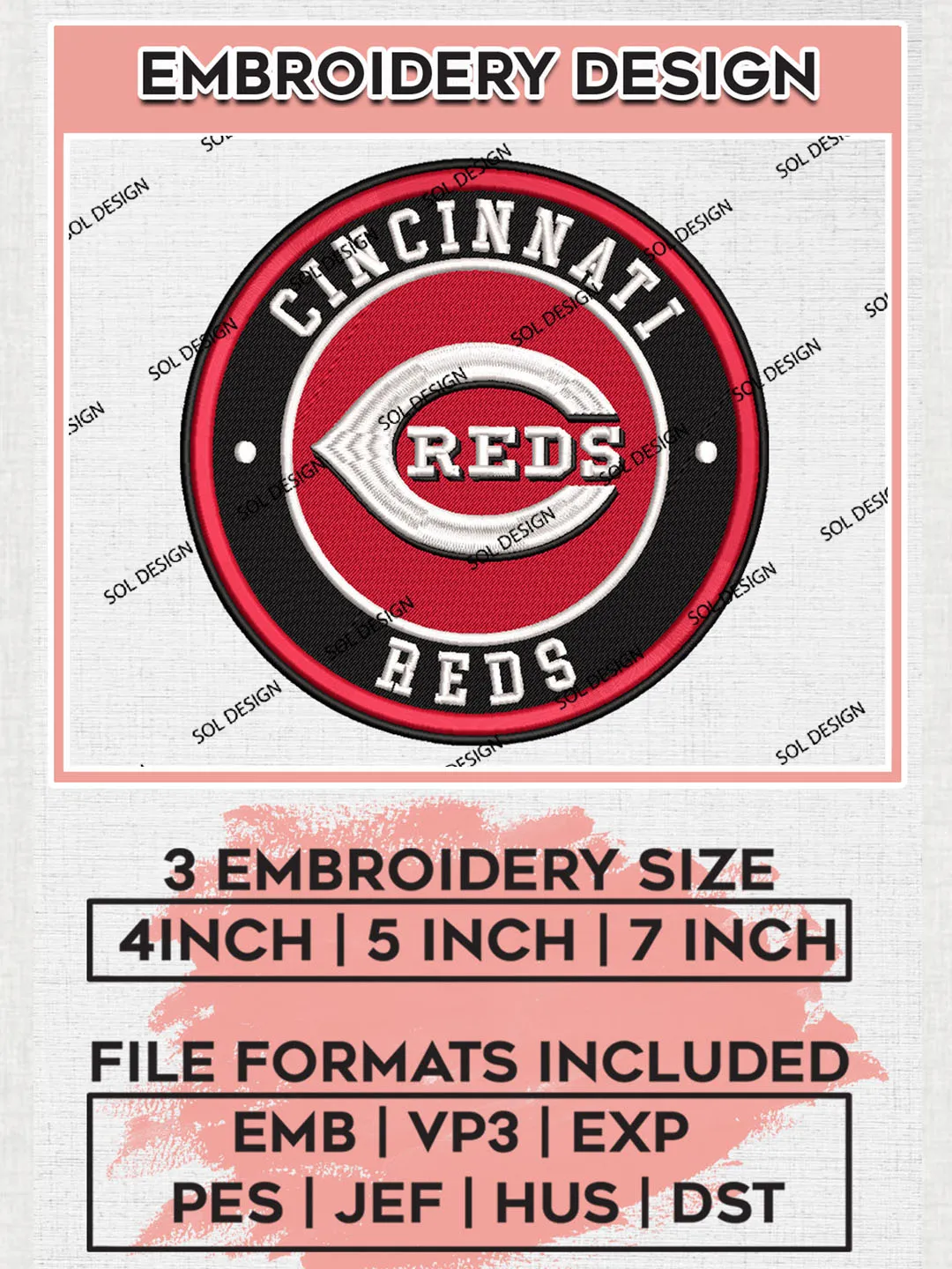 MLB Cincinnati Reds Team Est Logo Embroidery Design, MLB Team ...