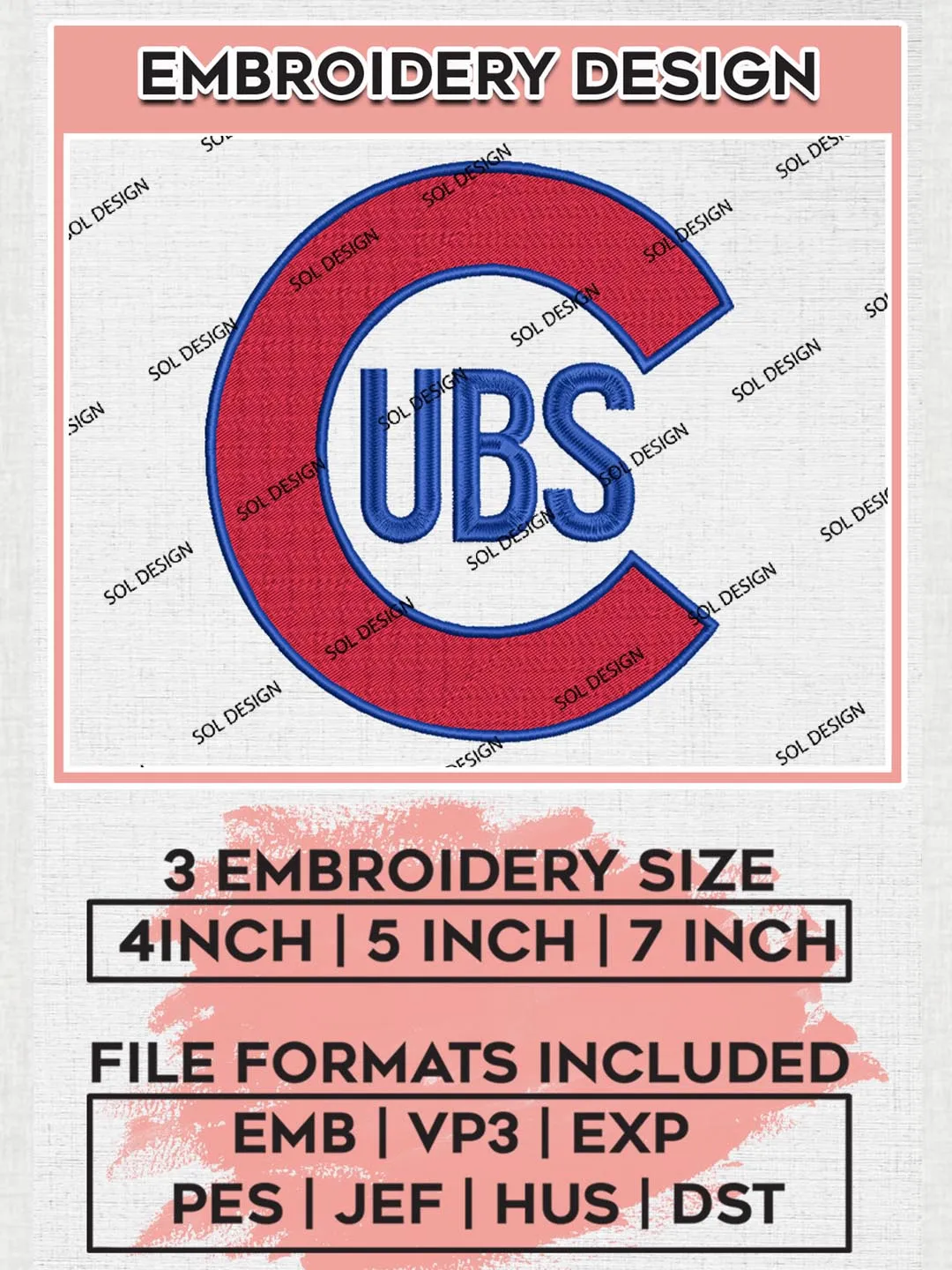 Chicago Cubs MLB Logo Embroidery Files, MLB Chicago Cubs Team ...