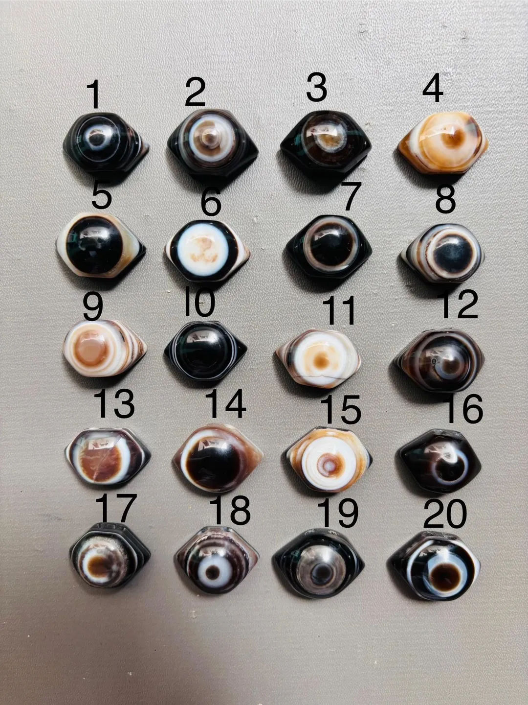 Black Banded Agate Eyes Cabochon: Natural Gemstone (22mm-19mm-11mm)