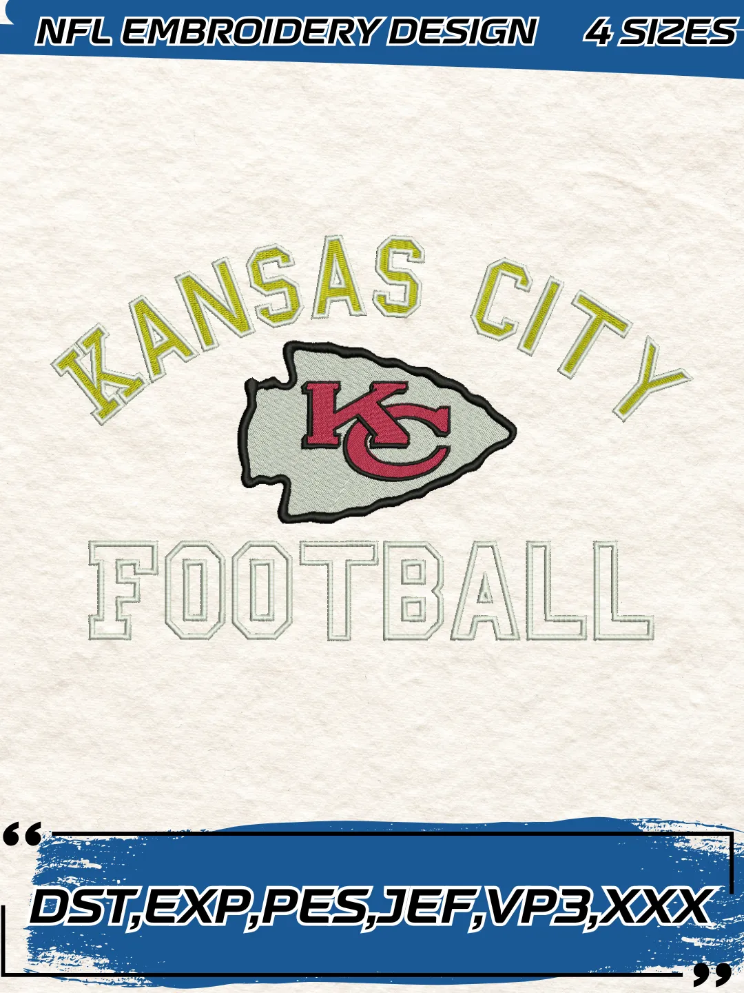 Kansas City Chiefs Logos Embroidery Designs, Football Team NFL Machine ...