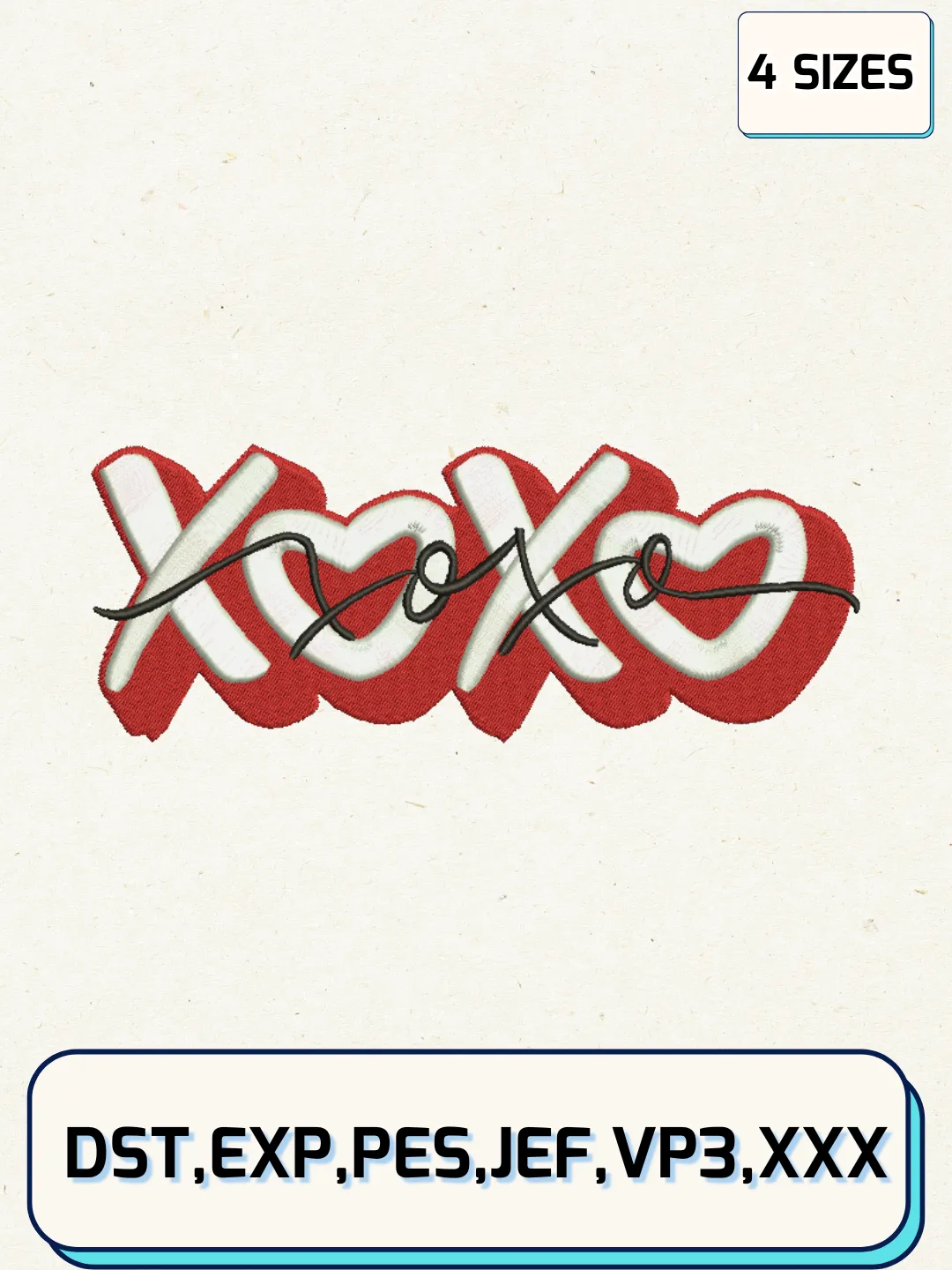 XoXo XoXo Embroidery Design Files, Valentine Logos Embroidery Designs ...