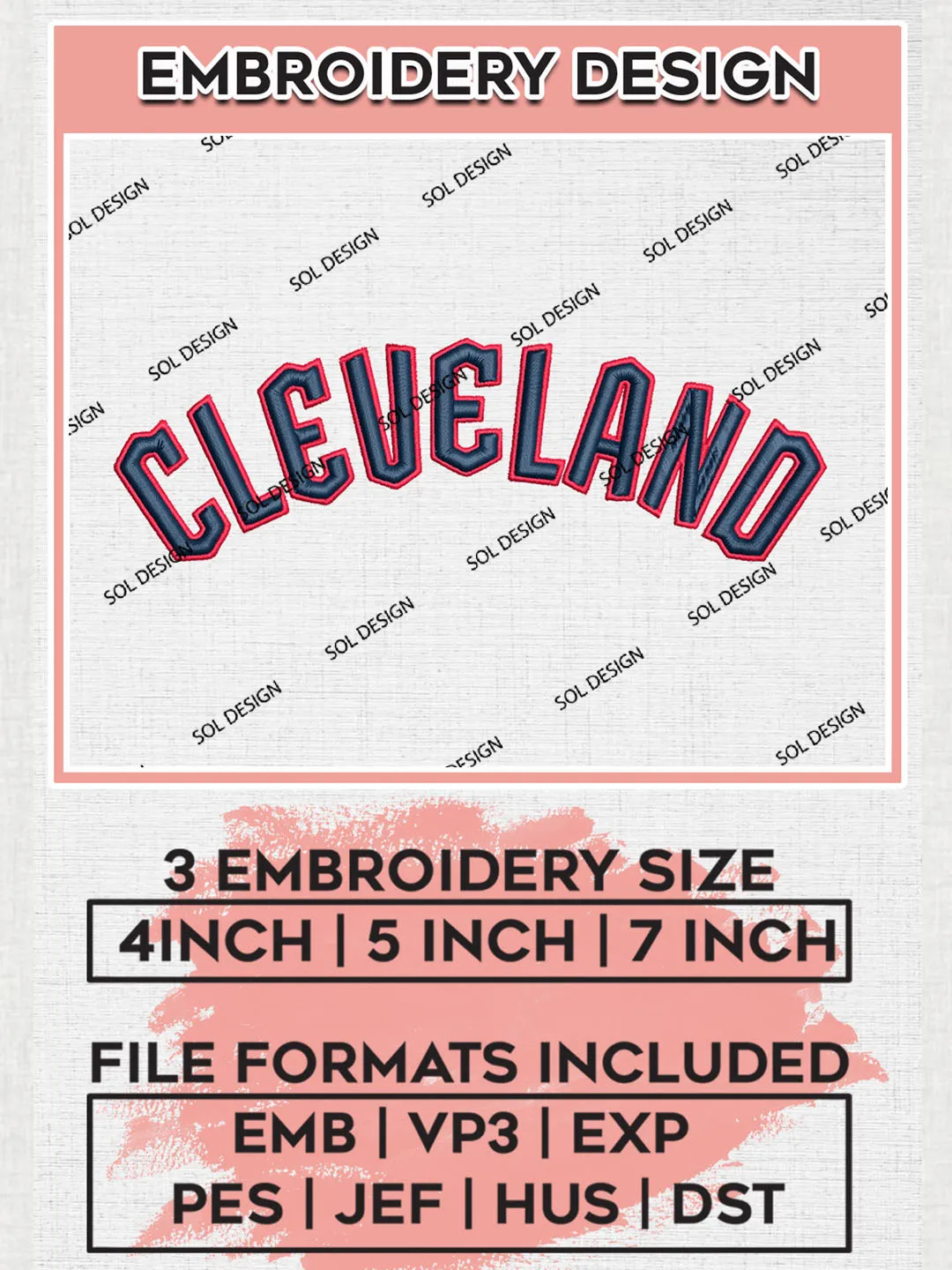 MLB Cleveland Wordmark Logo Embroidery Files, MLB Cleveland Guardians ...