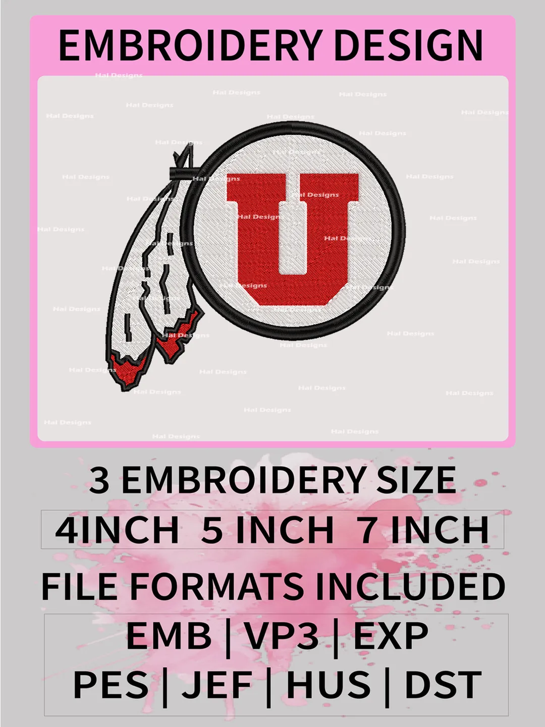 NCAA Utah Utes Embroidery File, 3 Sizes, 6 Formats, NCAA Machine ...
