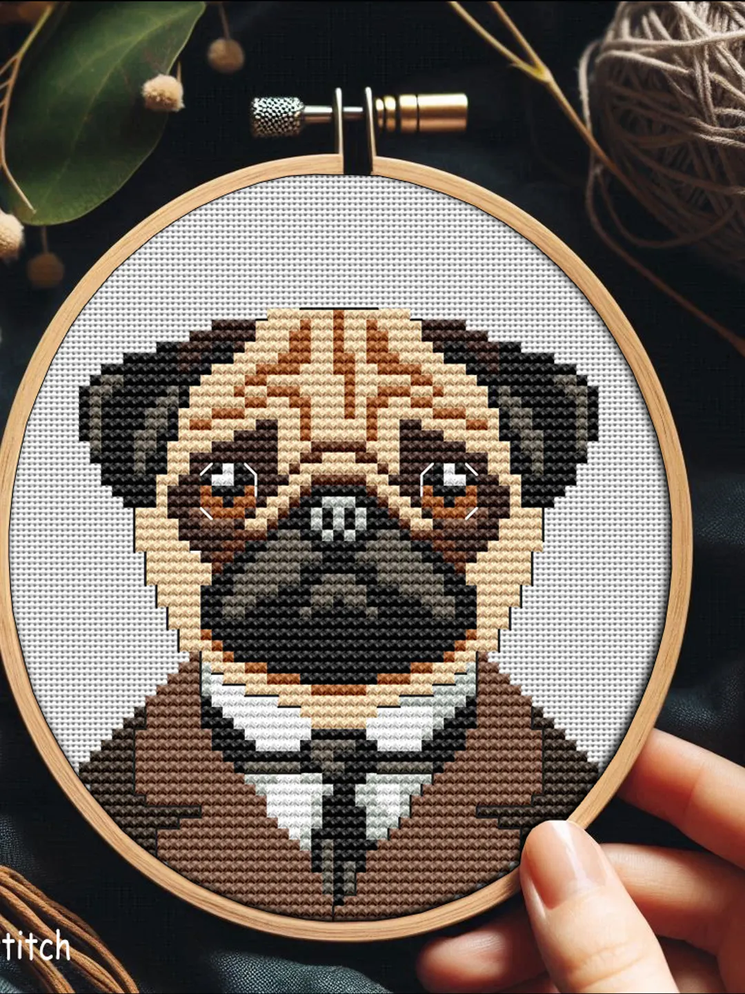Mr. Pug cross stitch pattern