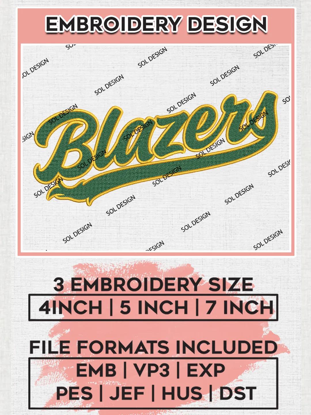 NCAA Blazers Team Word Logo Embroidery Design Files, NCAA UAB Blazers ...