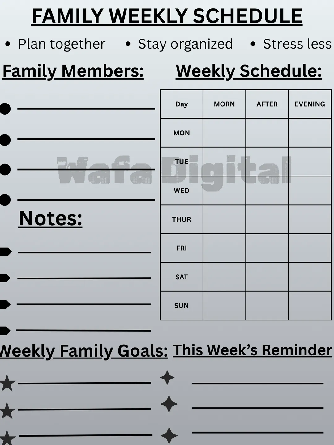 Family weekly schedule