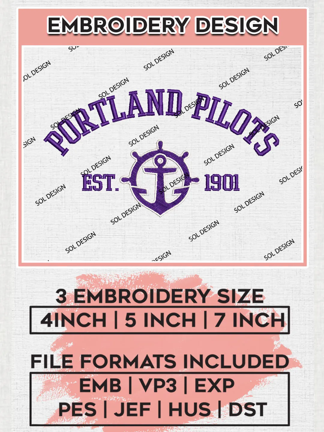 Portland Pilots Est 1901 Embroidery Designs, NCAA Portland Pilots Team ...