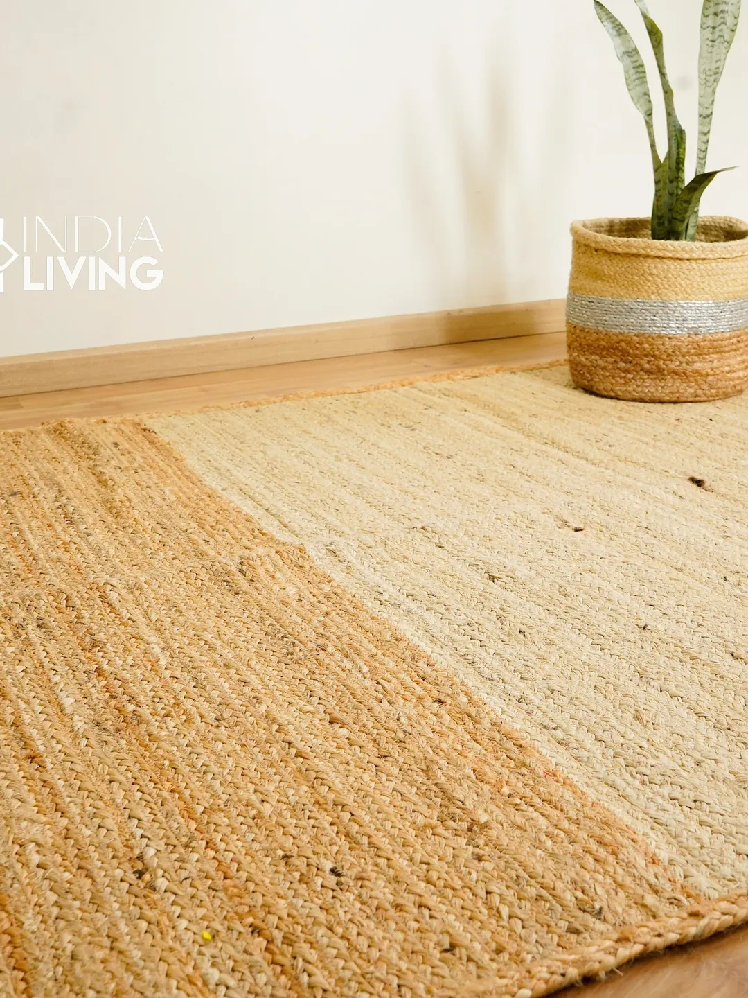 Natural White striped Hand woven Jute area Rug, Modern Boho Farmhouse ...