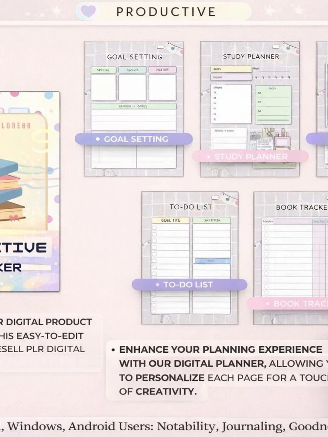 Undated Digital Planner PLR | Hyperlinked Canva Planner | Ready to ...
