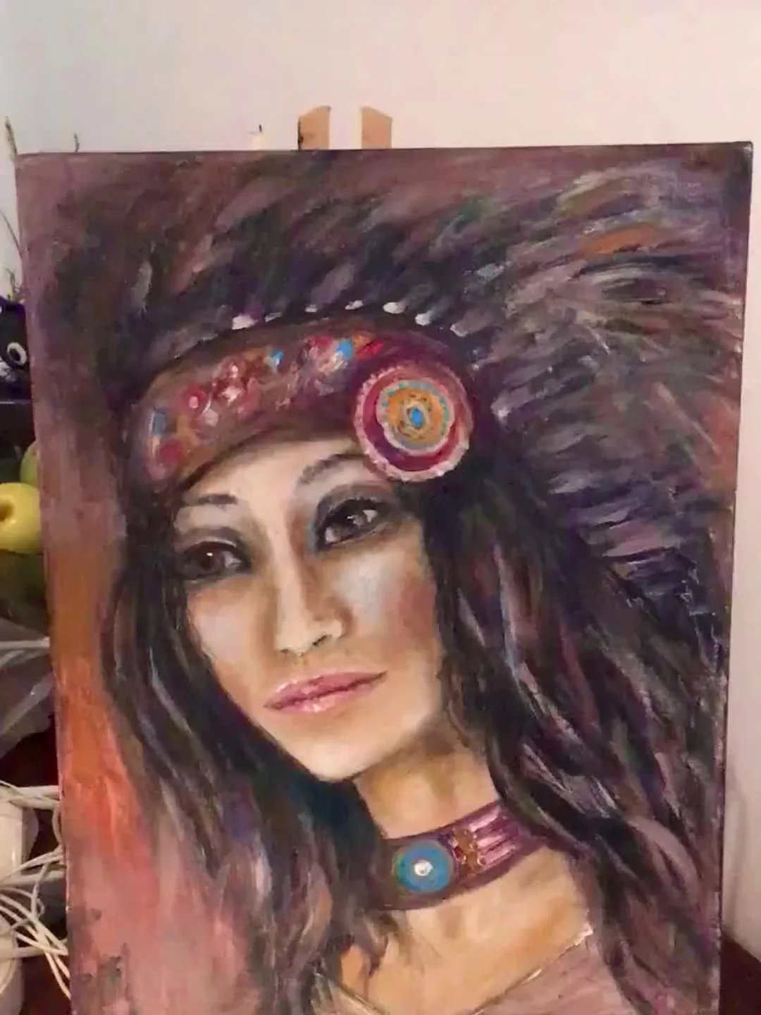 Native American queen original acrylic painting on canvas board,woman ...