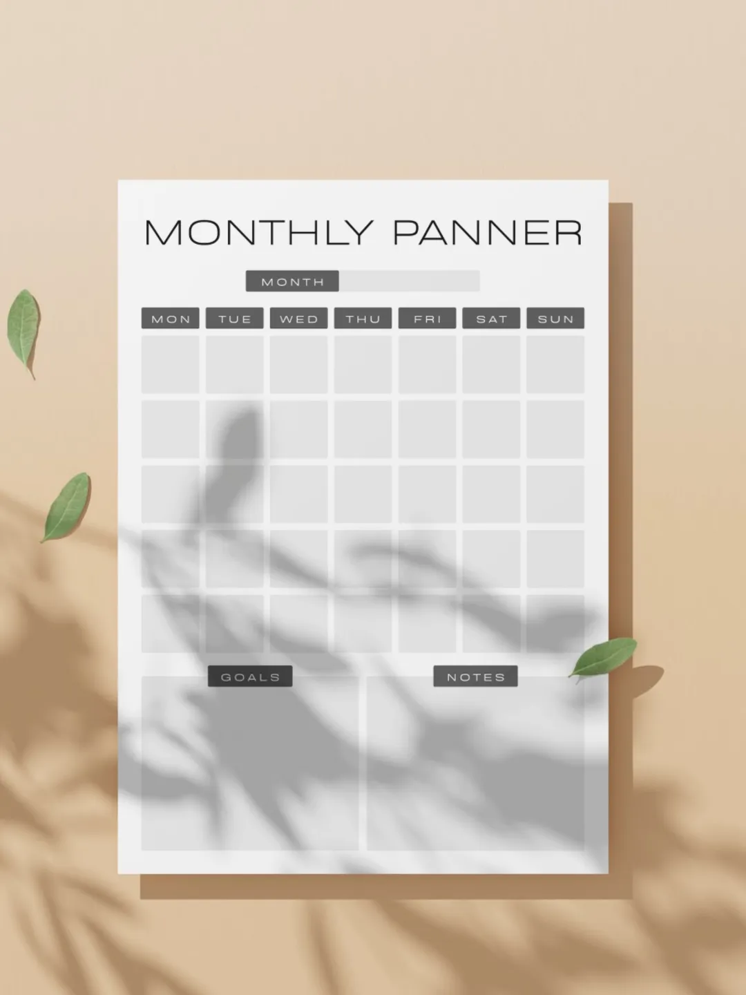 A4 Monthly Planner Template | Minimalist Calendar, To-Do List (Digital PDF)
