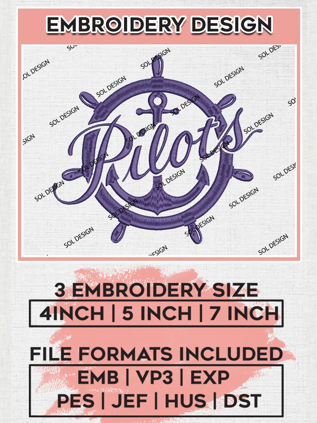 Portland Pilots Team Logo embroidery designs, NCAA Portland Pilots Logo ...