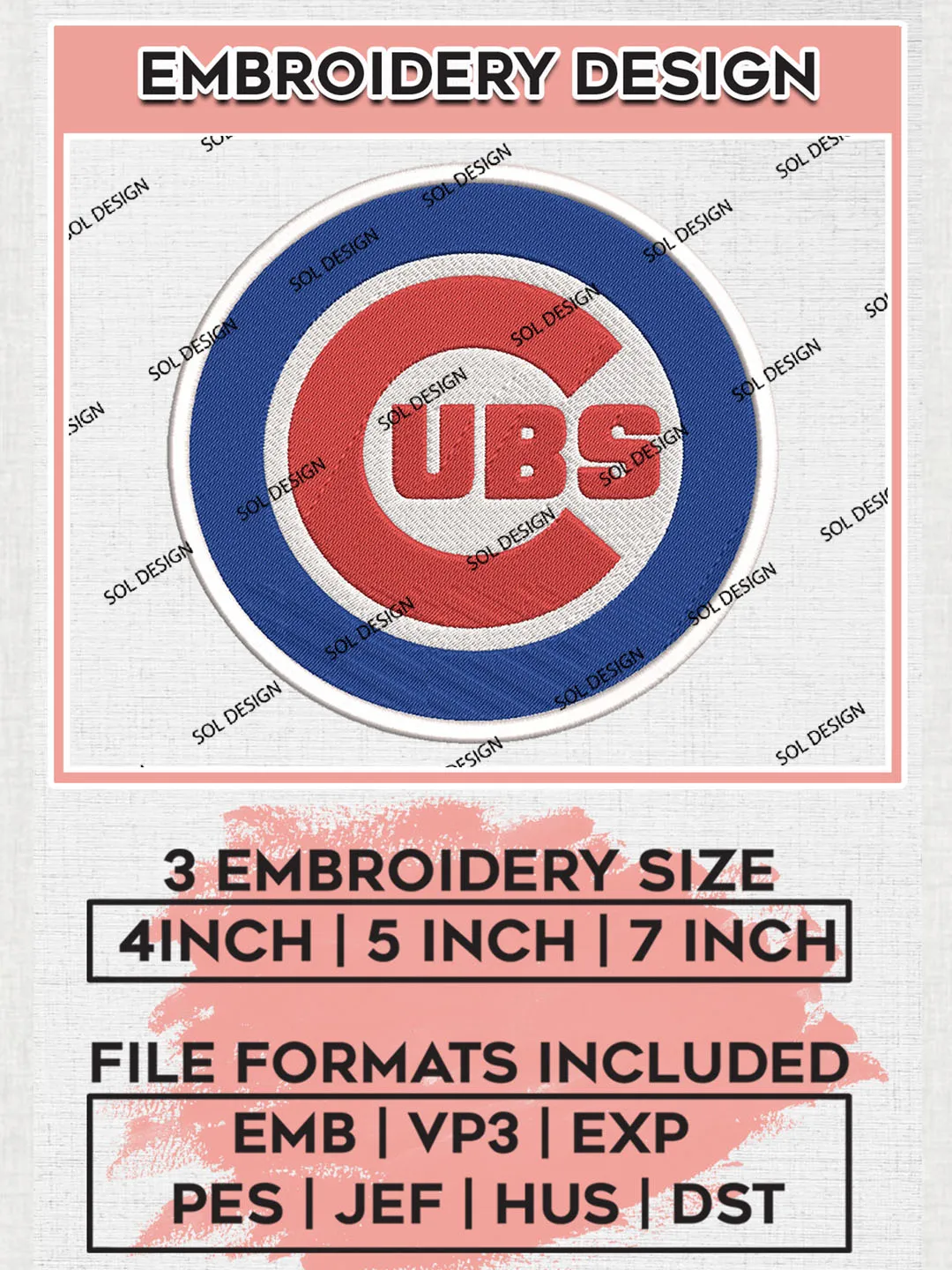 MLB Chicago Cubs Team Wordmark Logo Embroidery Design, MLB Chicago Cubs ...