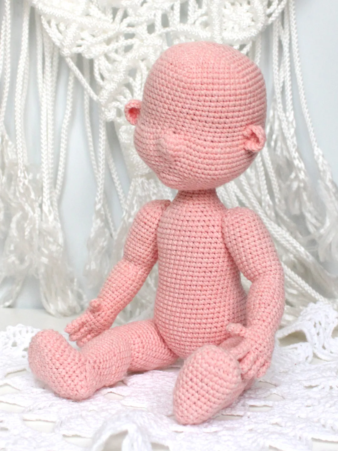 Pattern doll crochet body with pigtails