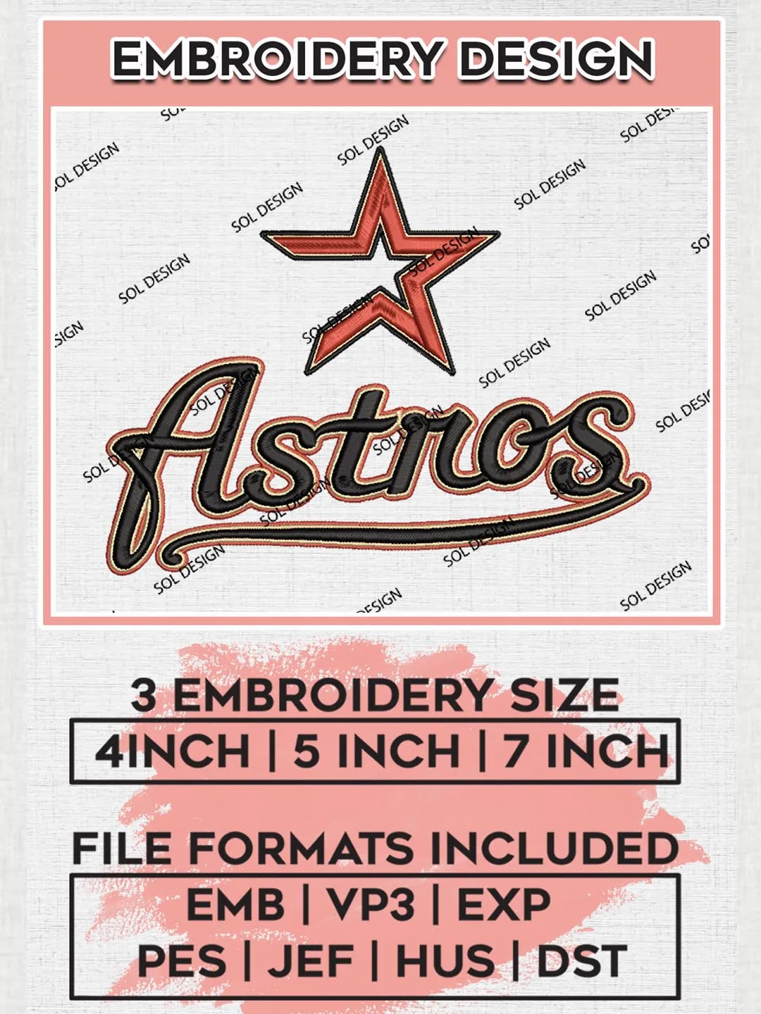 MLB Astros Wordmark Machine Embroidery Design Files, MLB Houston Astros ...