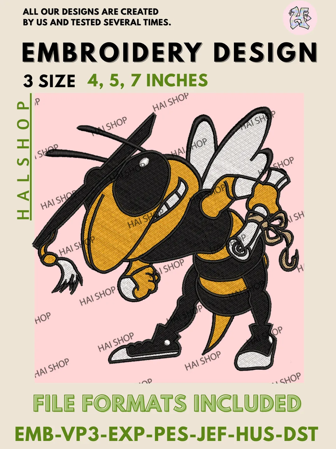 NCAA Georgia Tech Yellow Jackets Embroidery Design Files, Mascot Logo ...