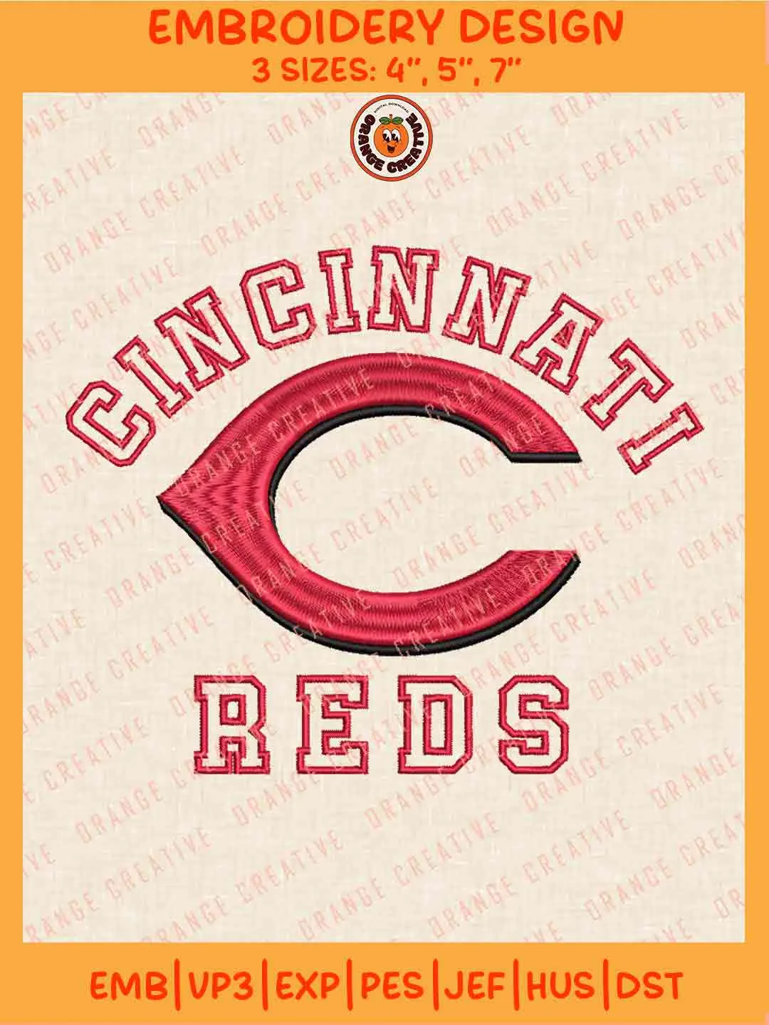MLB Cincinnati Reds Team Name Logo Embroidery Files, MLB Reds Team ...