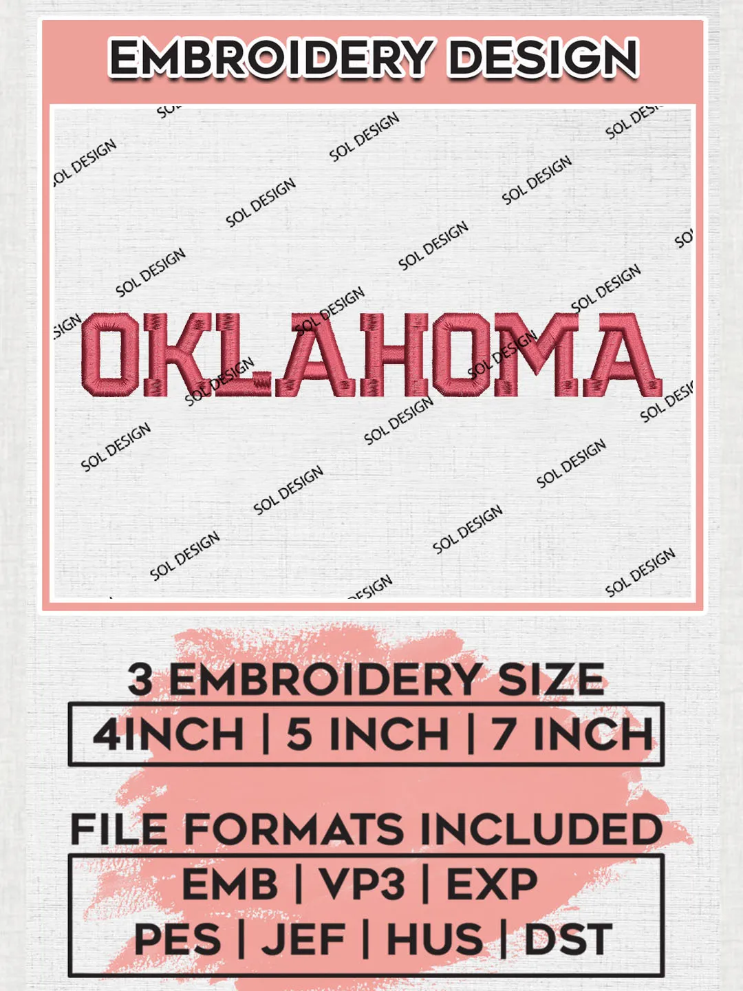 NCAA Oklahoma Team Word Logo Embroidery Design Files, NCAA Oklahoma ...