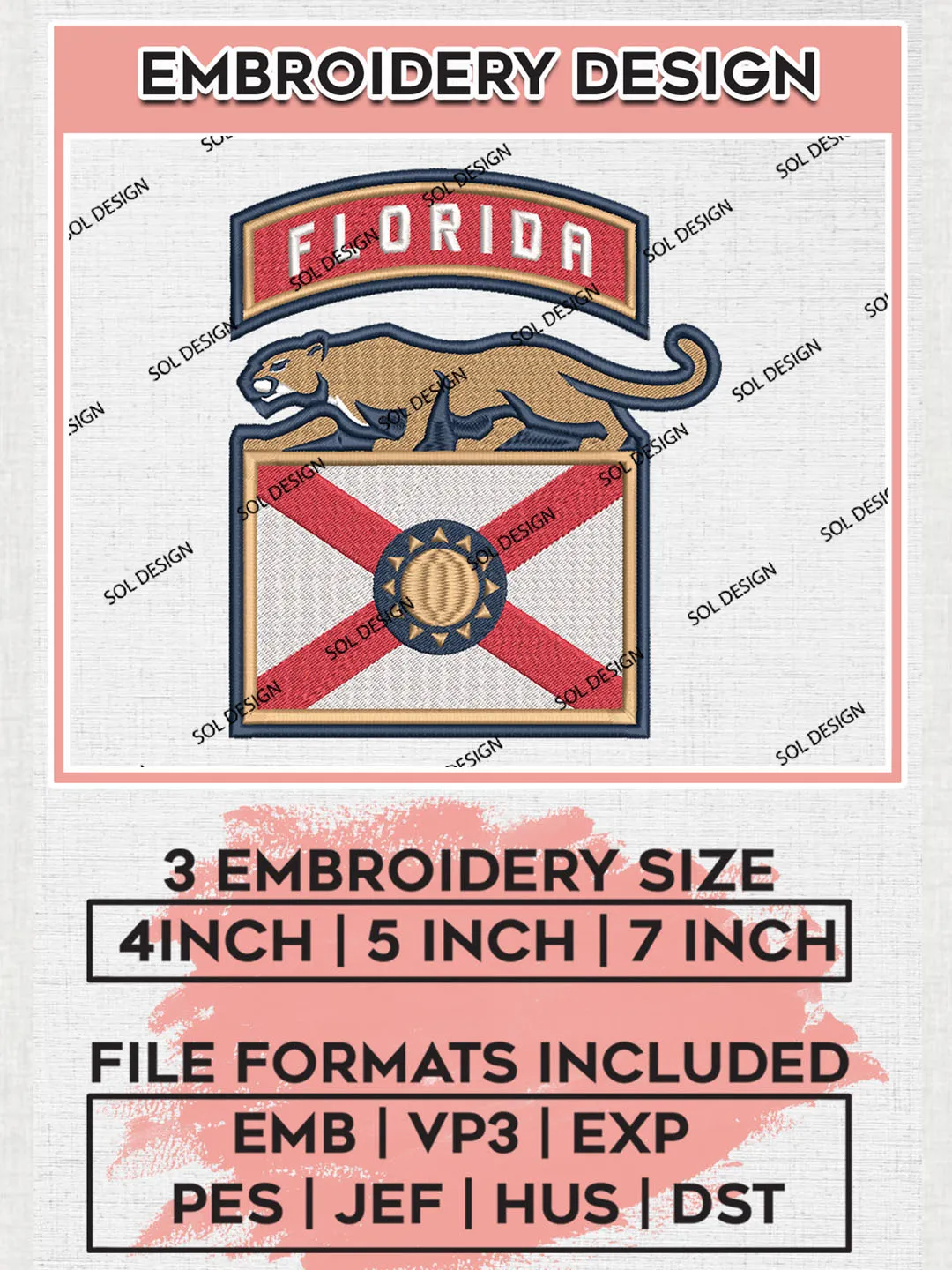 NHL Florida Panthers Team Logo Embroidery Design, NHL Florida Panthers ...