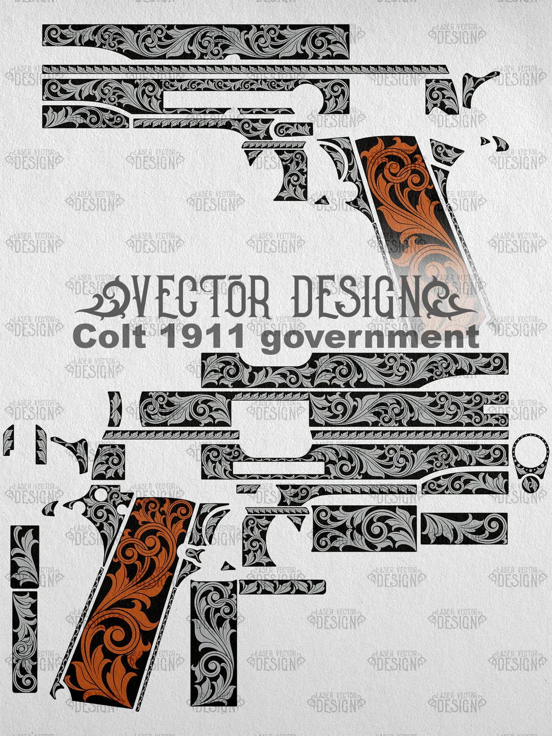 VECTOR DESIGN Colt 1911 government Scrollwork 14