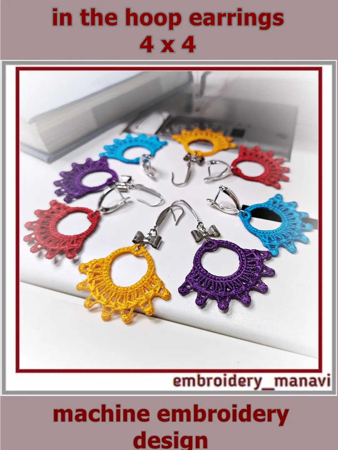 Set embroidery designs of FSL Cross Pendant, lace insert, traditional ...