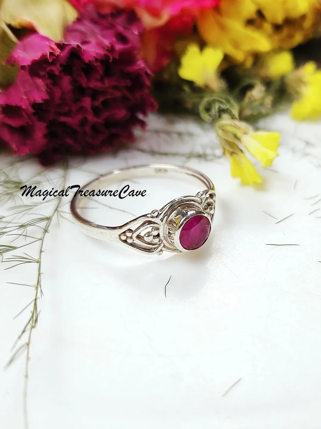 Pink Ruby Ring, 925 Sterling Silver Ring, Birthstone Ring, Handmade ...