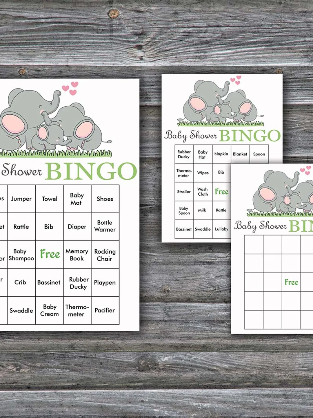 Cute Elephants Baby Shower Bingo Cards,Elephants Baby Shower Bingo ...