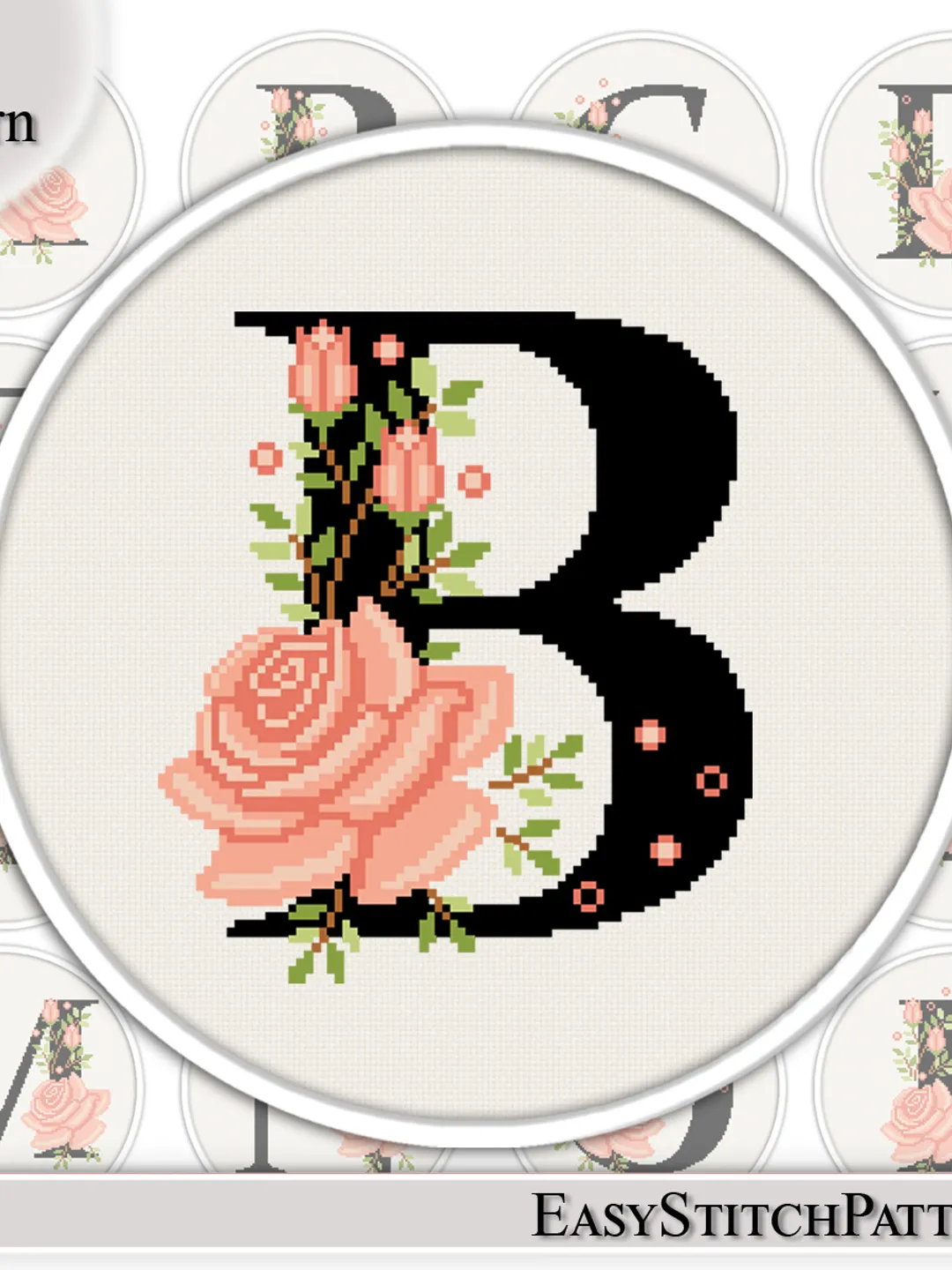 Letters in flowers | Set of patterns for Quilling | Initials A - Z