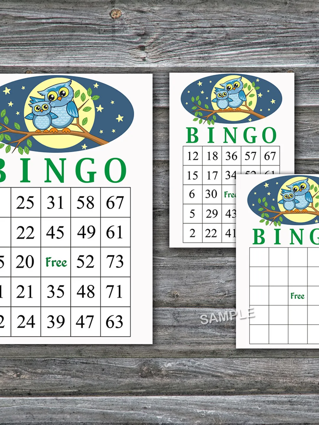 Cute Owl bingo cards,Owl bingo game,Owl Printable bingo cards,60 Bingo ...