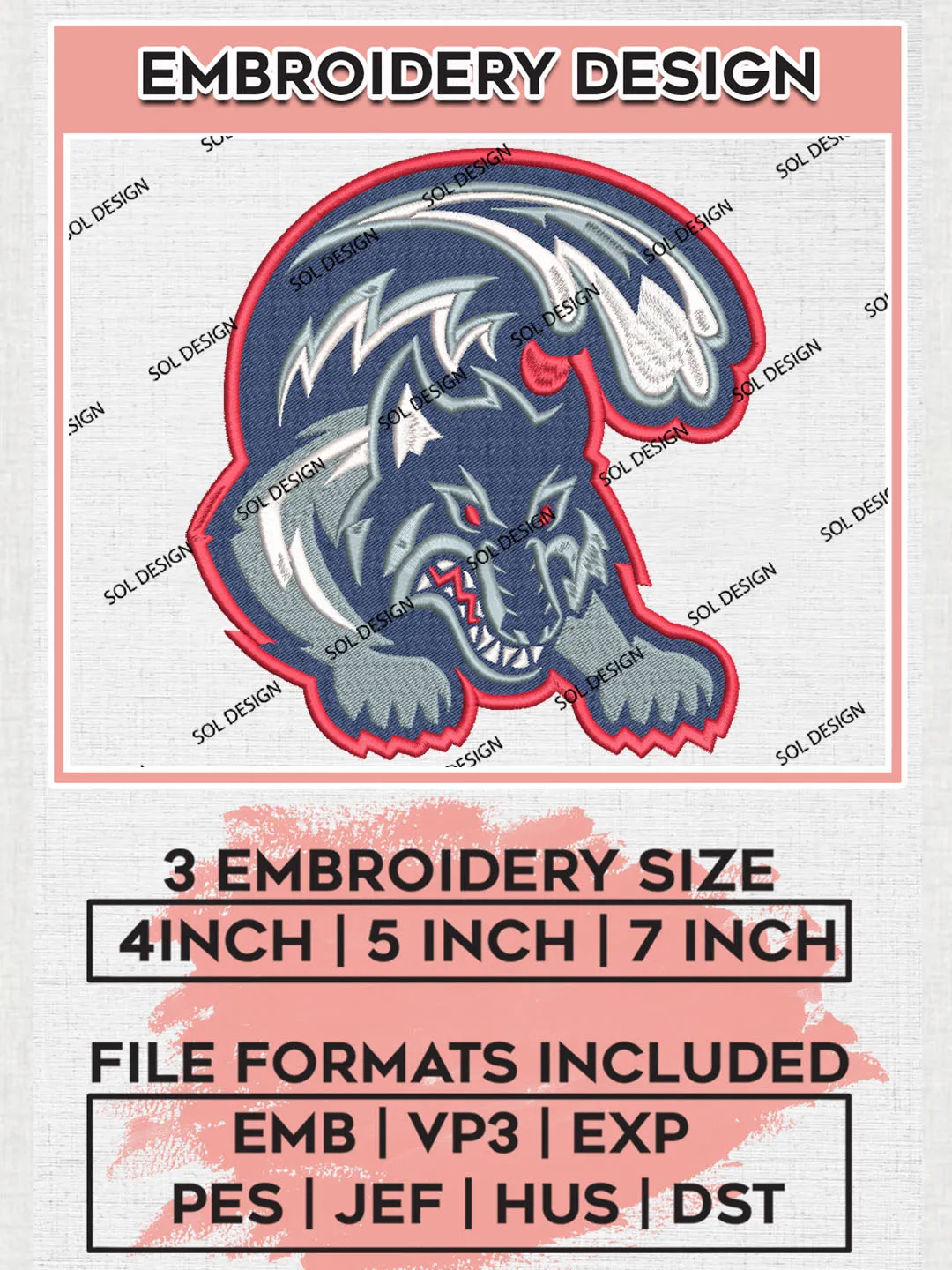 NCAA Stony Brook Seawolves Football Team Mascot Logo Embroidery Design ...