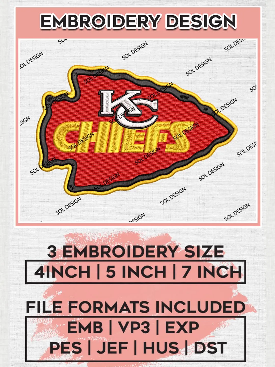Kansas City Chiefs Embroidery Designs, NFL Chiefs , NFL Logo Embroidery ...