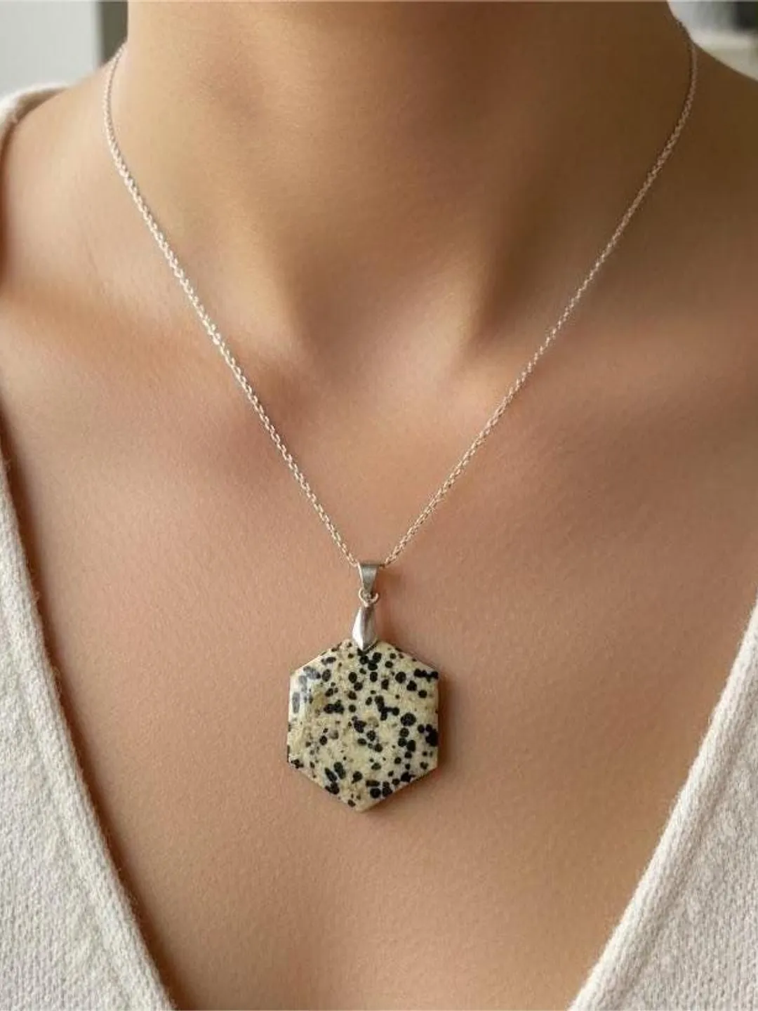 Handmade necklace made of natural Jasper stone