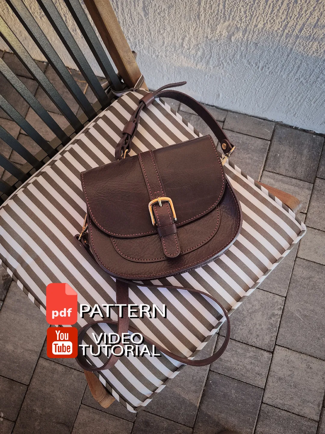 PDF pattern leather waist bag. Leather chest bag. Punch pitch 4 mm ...