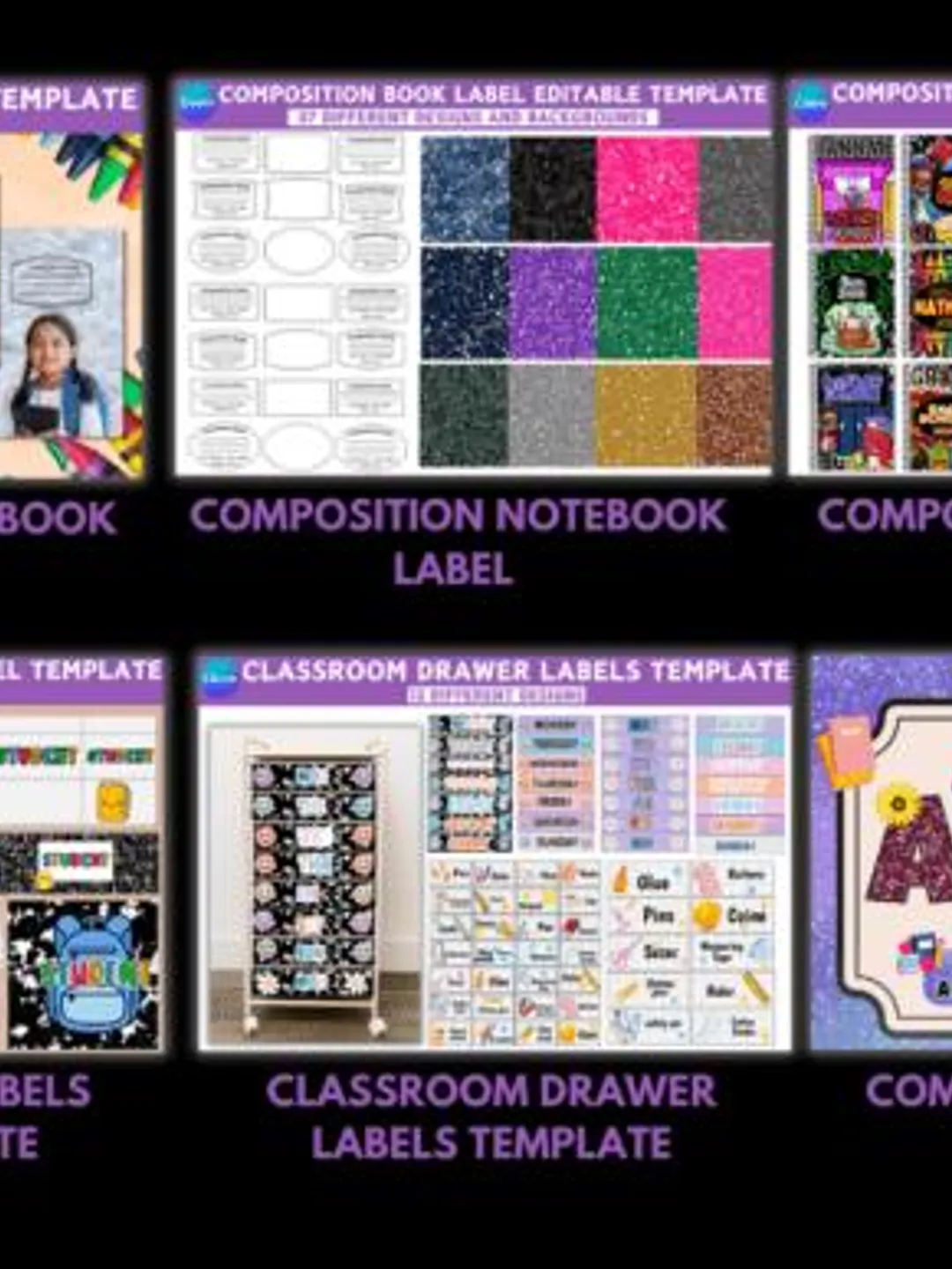 Composition Notebook Cover Templates | Alphabet & Pattern Designs ...