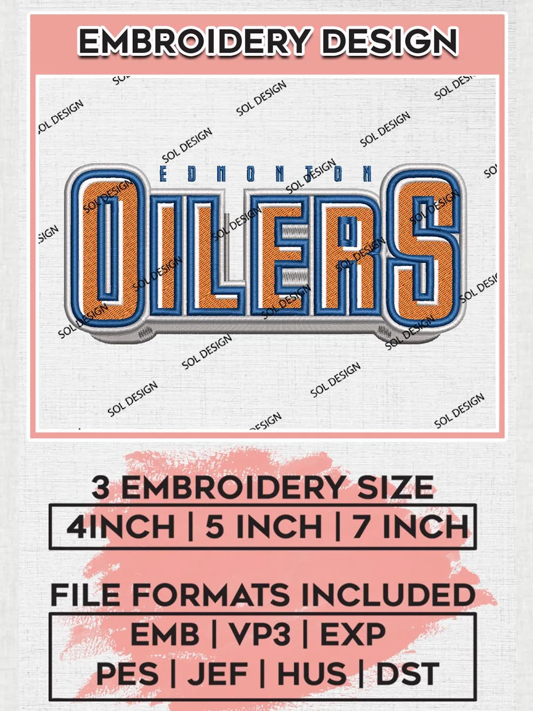 NHL Edmonton Oilers Writing Logo Embroidery Designs, NHL Edmonton ...