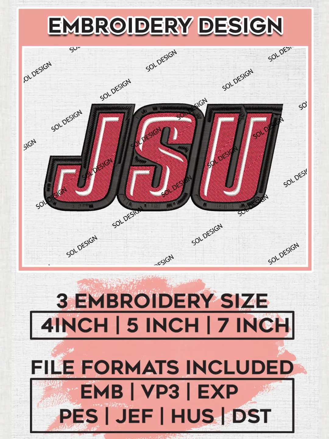 NCAA JSU Gamecocks Word Team Logo embroidery designs, NCAA Jacksonville ...