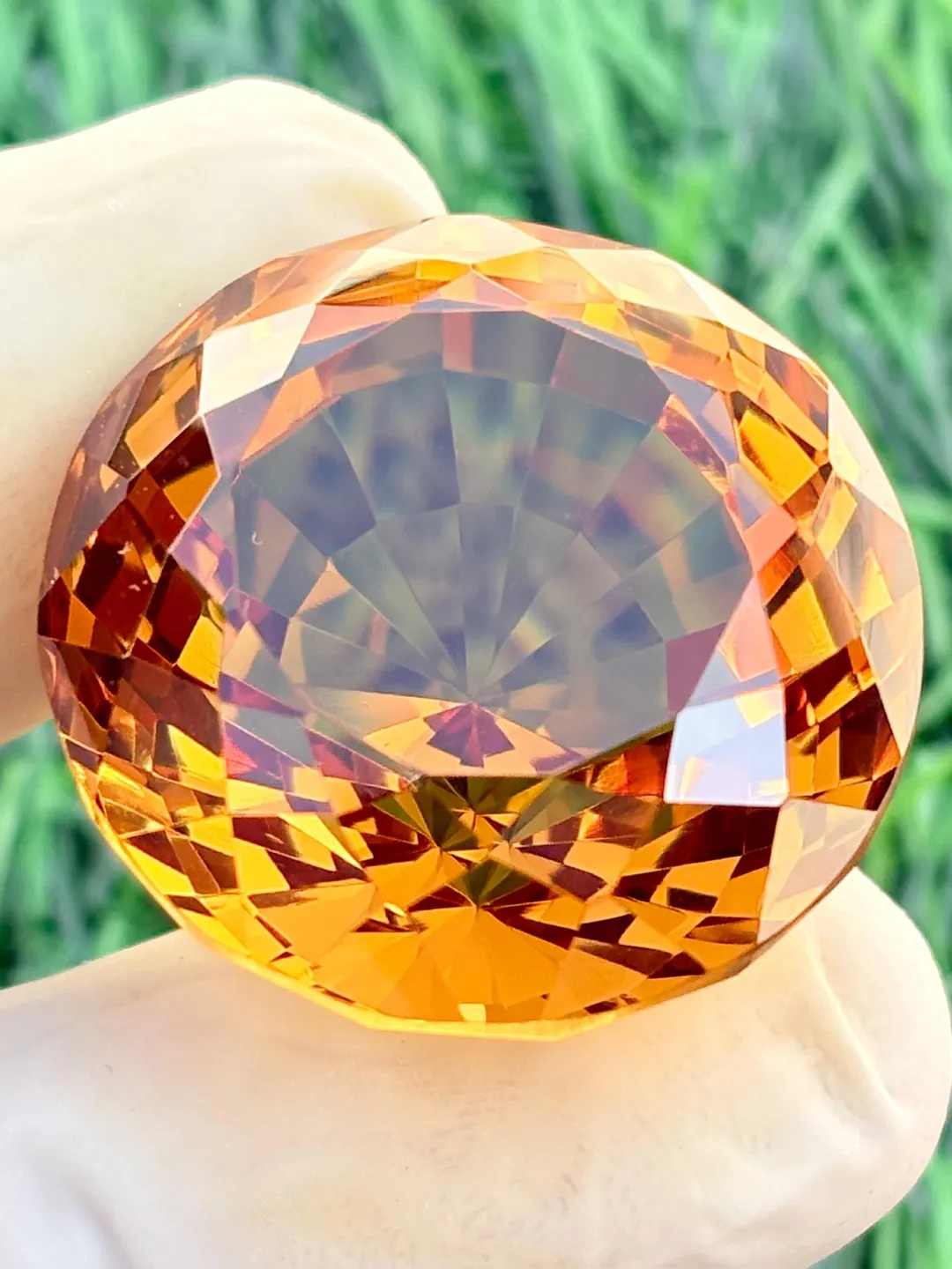 112 Carat Deep Golden Orange Citrine Gemstone - Round Brilliant Cut