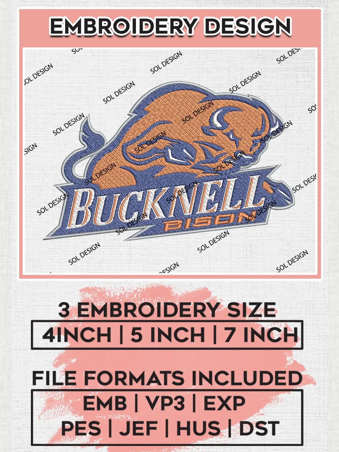 Bucknell Bison Mascot Logo Machine Embroidery Design, NCAA Bucknell ...
