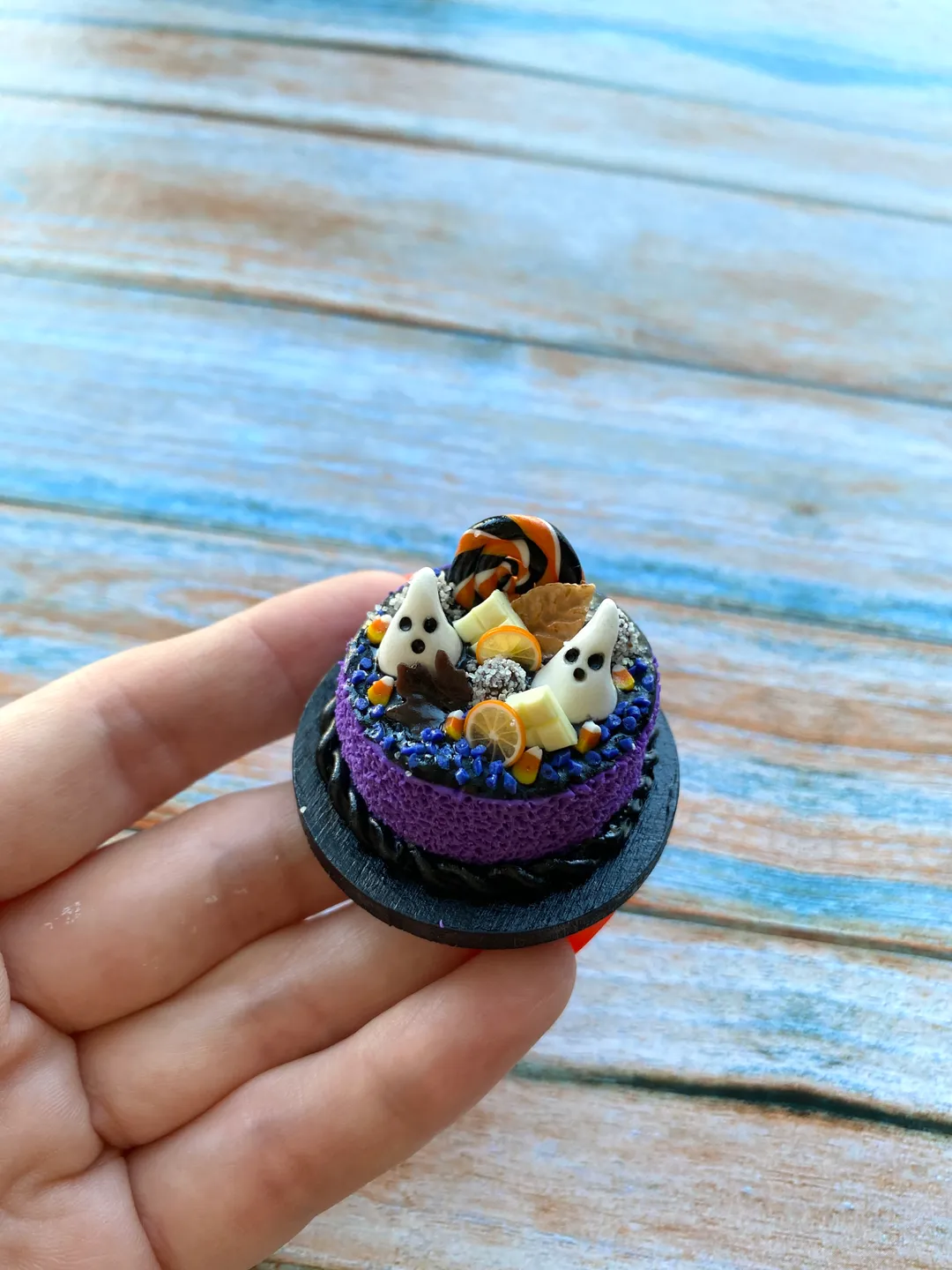 Miniature Halloween Cake with Polymer Clay for Dollhouse Souvenir