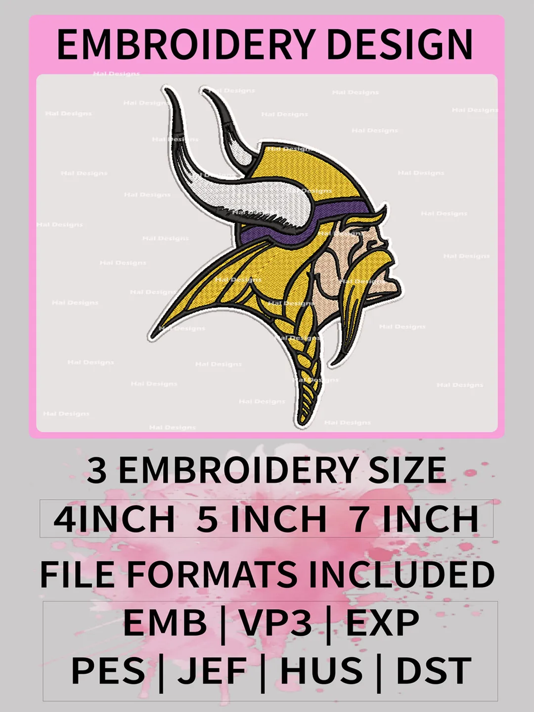 Minnesota Vikings Embroidery Files, NFL Logo Embroidery Designs, NFL ...