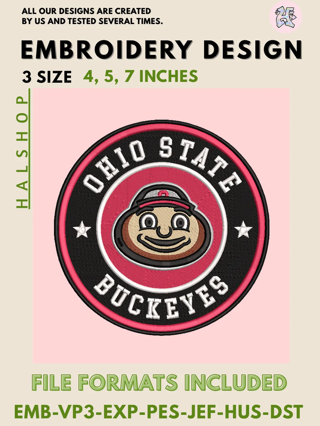 NCAA Ohio State Buckeyes Round Logo Embroidery, NCAA Ohio State ...
