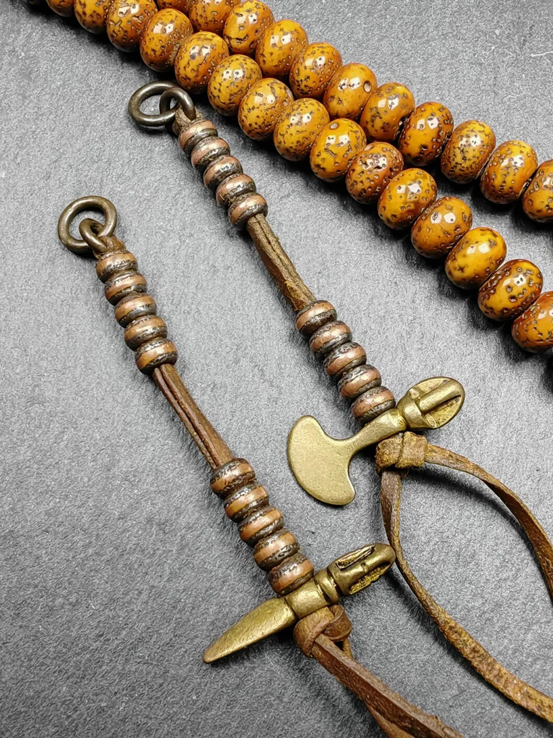 Handmade Tibetan Prayer Bead Counters: Cold Iron Inlaid Lima Brass Mala ...