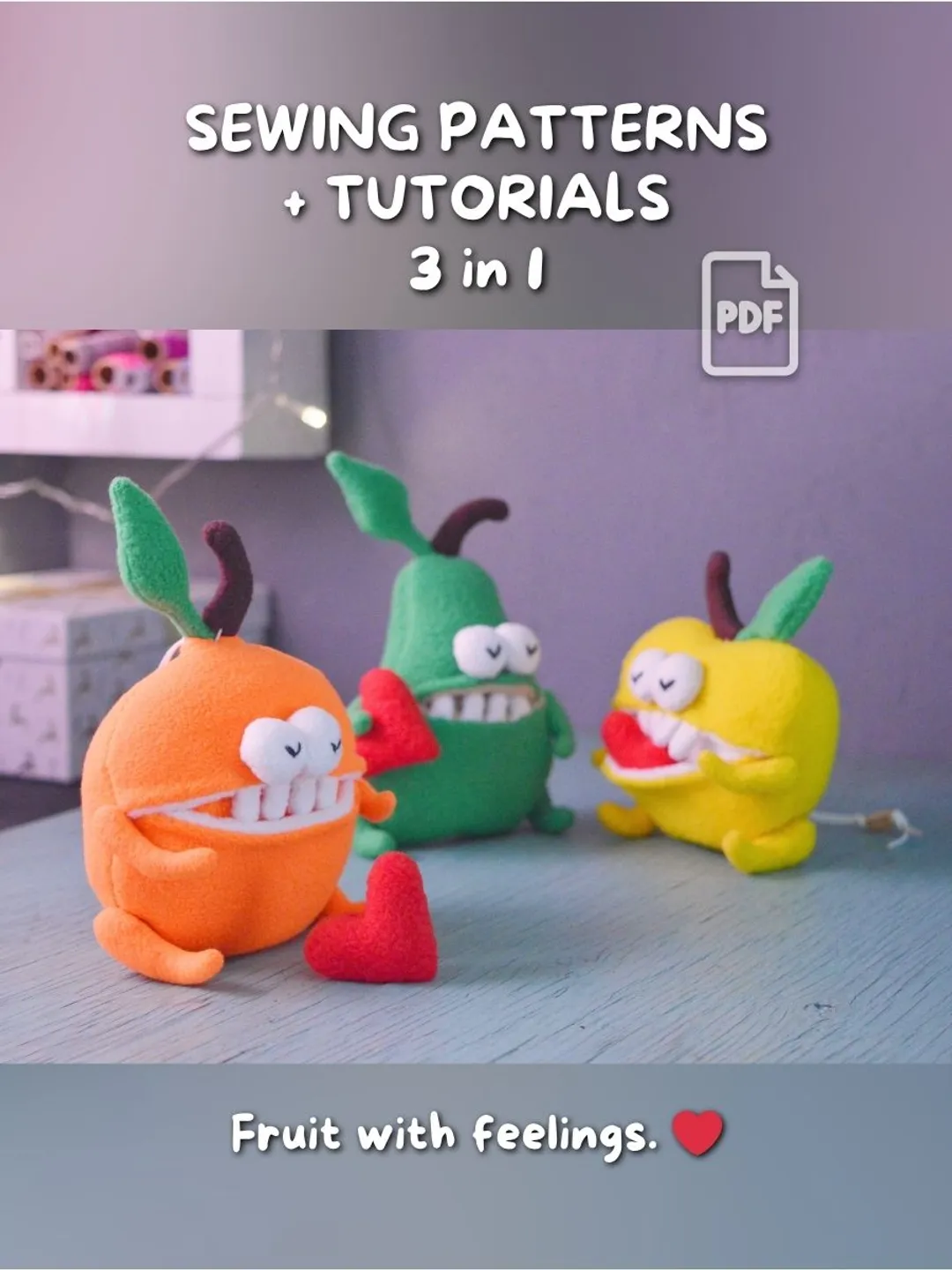 PDF Plush Toy Pattern – Snail-Eyed Monster with Pocket Mouth