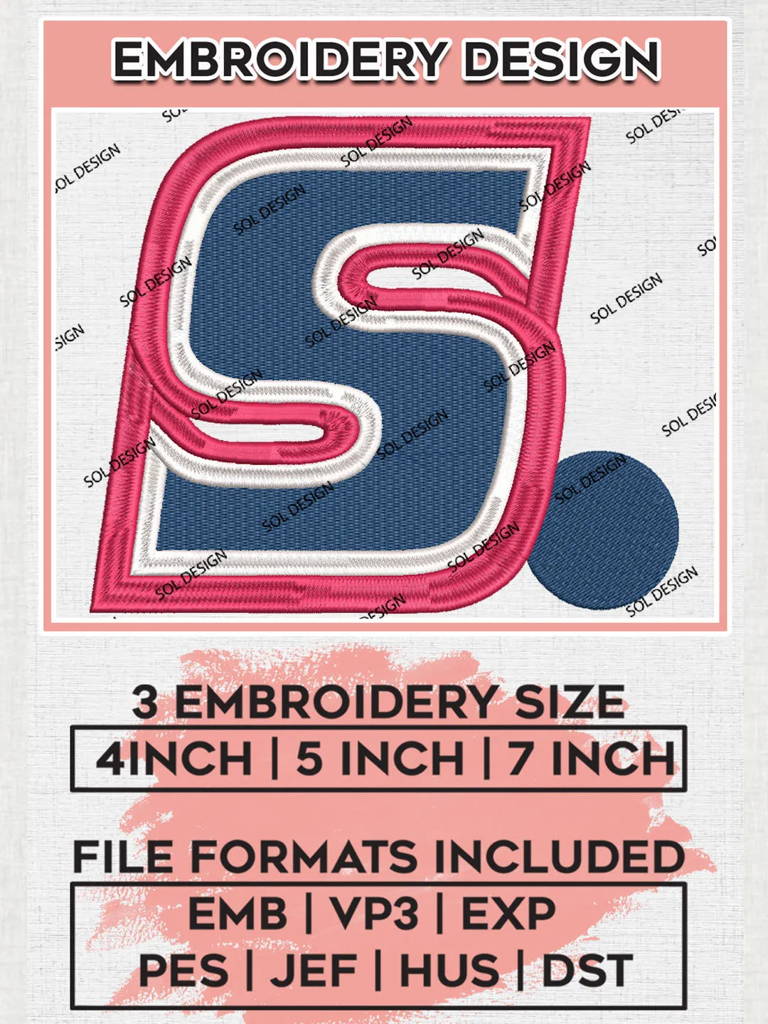 NCAA Samford Bulldogs Team Letter Logo Embroidery Design Files, NCAA ...