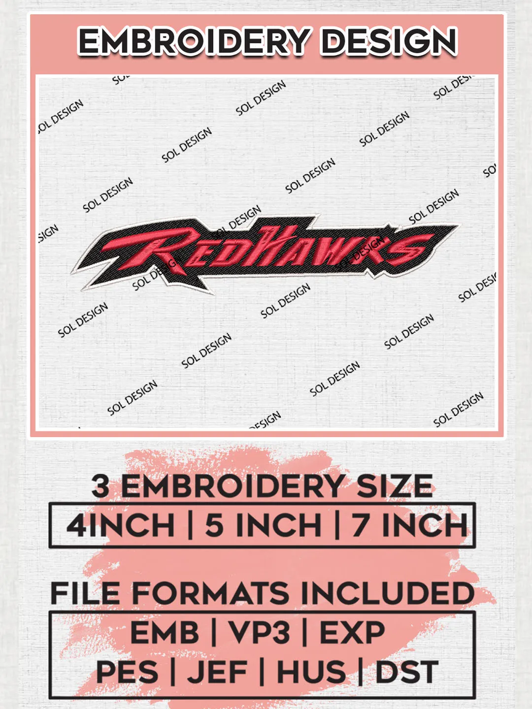 NCAA RedHawks Team Logo embroidery designs, NCAA Miami OH RedHawks Logo ...