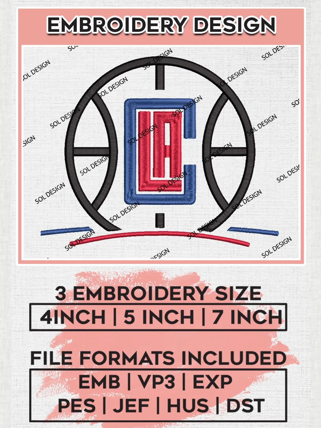 LA Clippers Embroidery Designs, NBA Logo Embroidery Files, NBA Clippers ...
