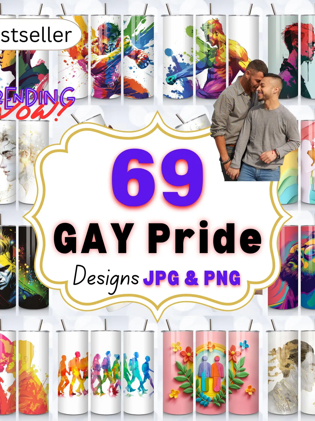 Gay Pride Tumbler Wraps: LGBTQ Sublimation Designs (Digital Download)