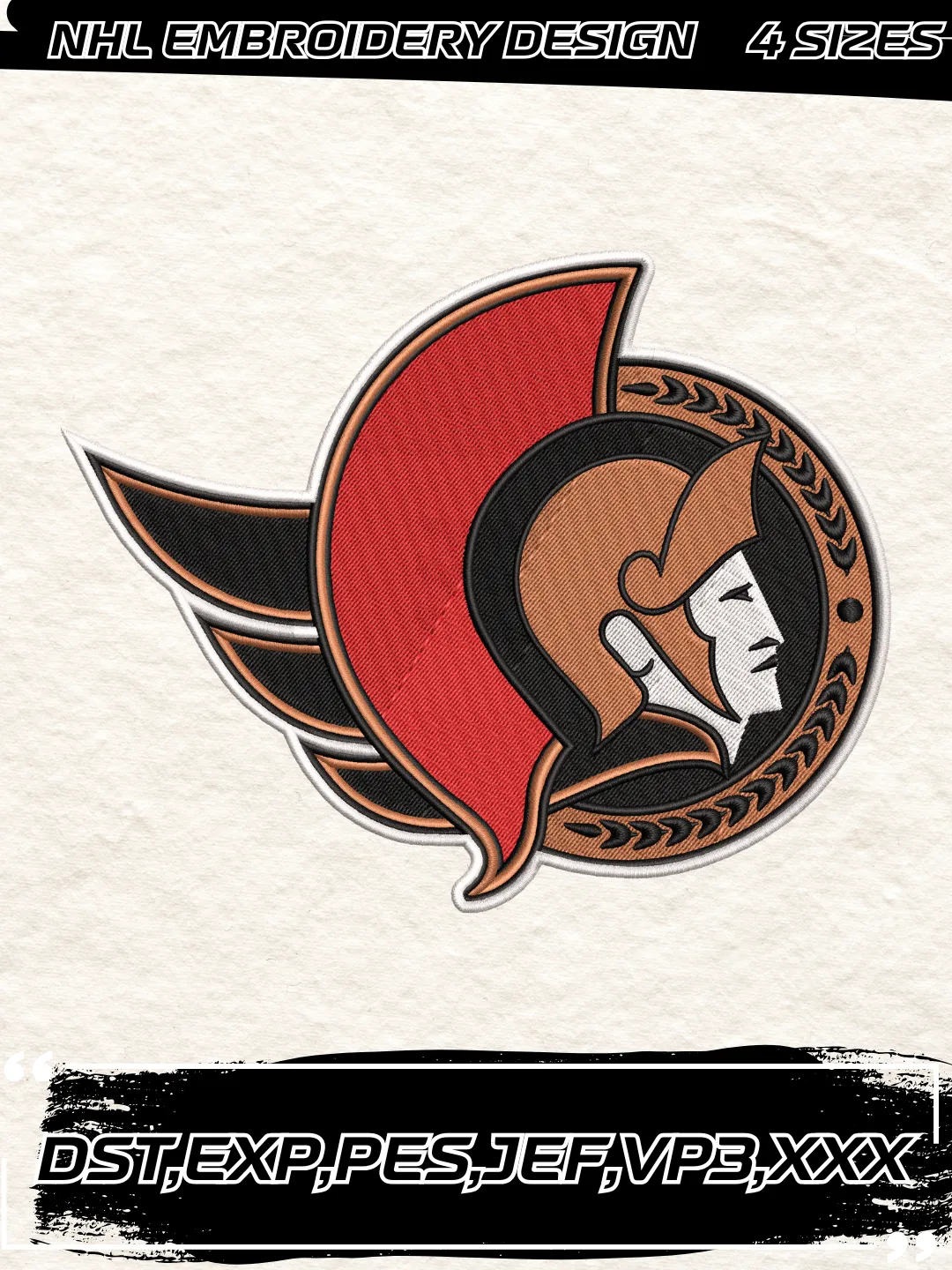 Ottawa Senators NHL Hockey Team Logo Embroidery Design, NHL Ottawa ...